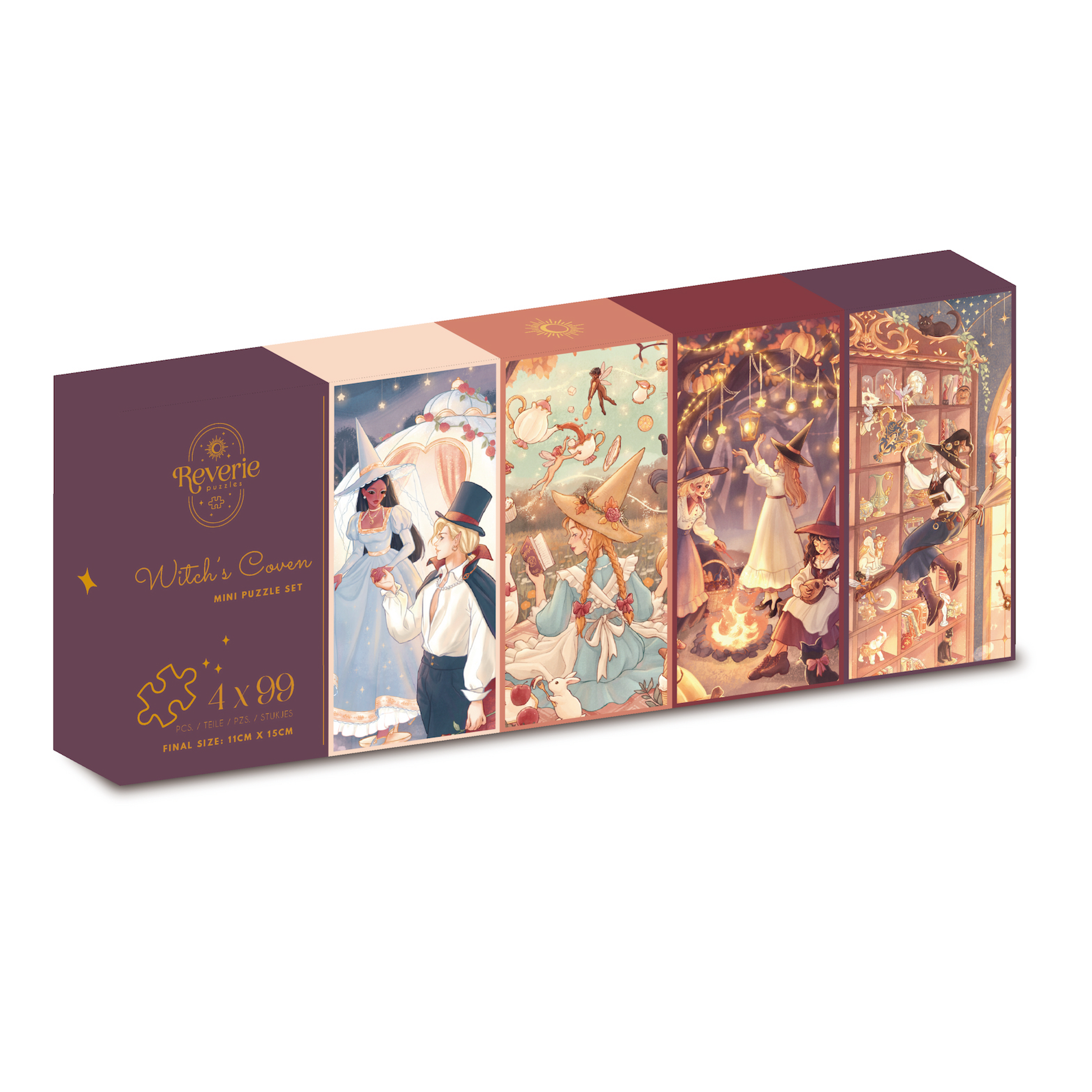 Witch's Coven 4 x 99 Piece Mini Puzzle Set – Reverie Puzzles