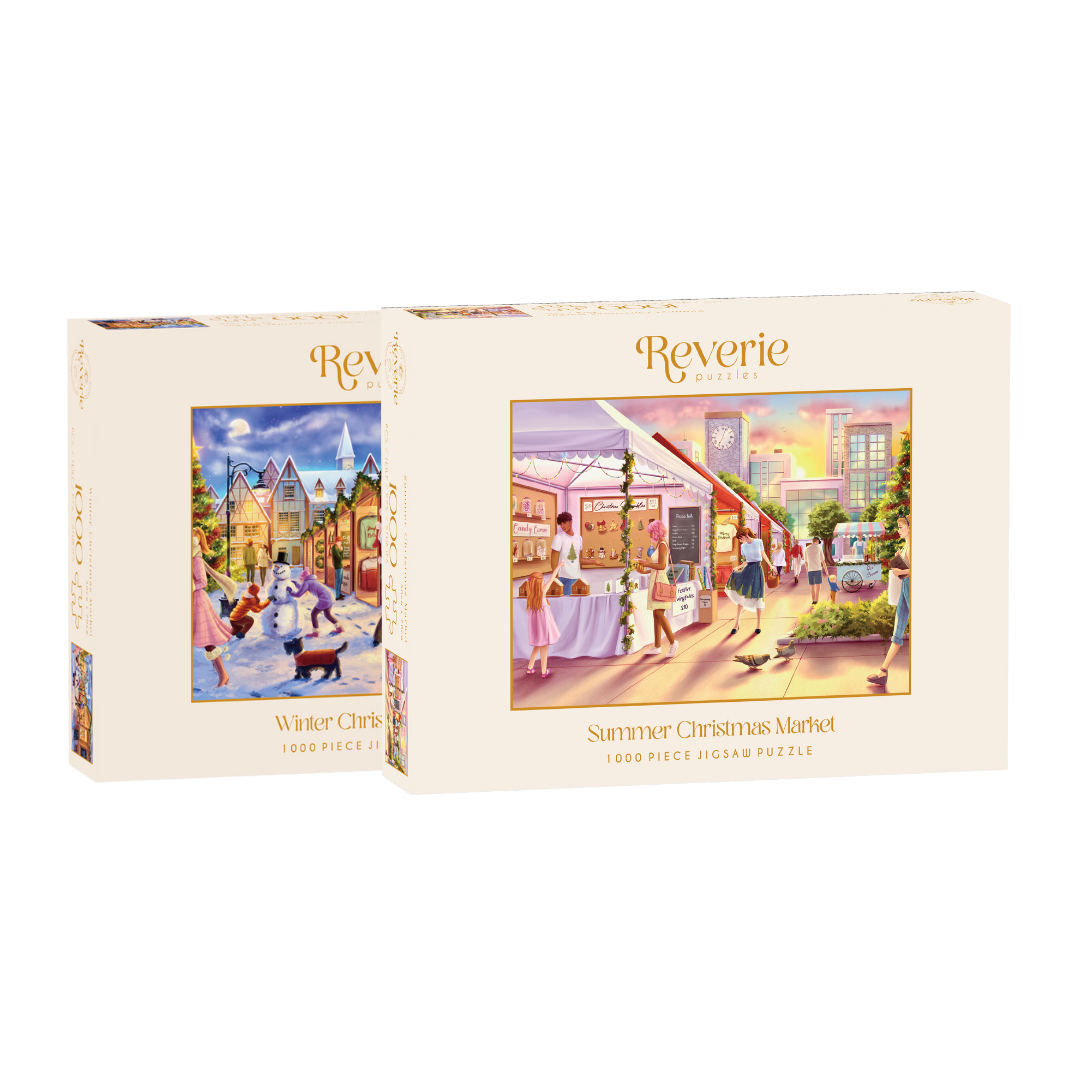 Christmas Markets 2 x 1000 Piece Jigsaw Puzzle Bundle – Reverie Puzzles